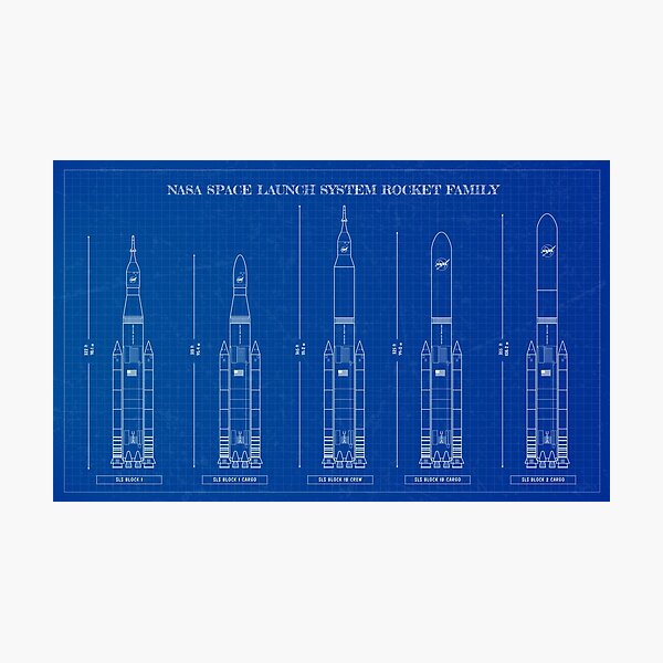"NASA Space Launch System (SLS) Rocket Family Blueprint" Photographic ...