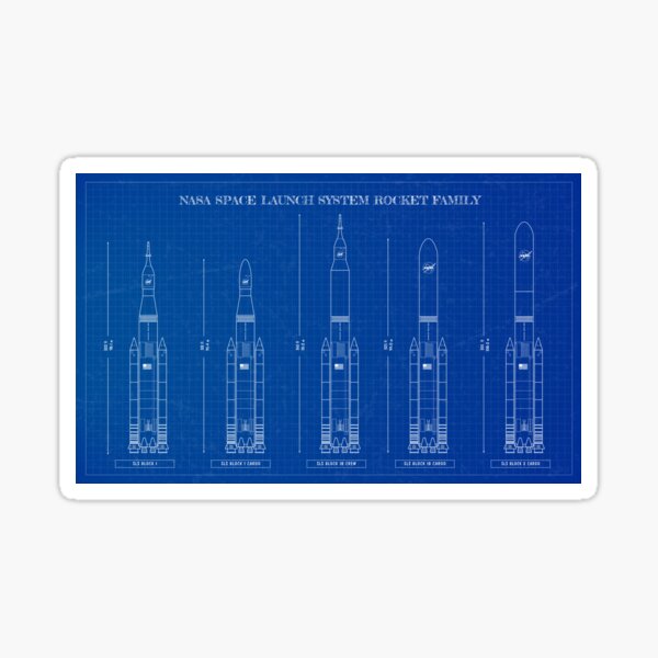 "NASA Space Launch System (SLS) Rocket Family Blueprint" Sticker for ...
