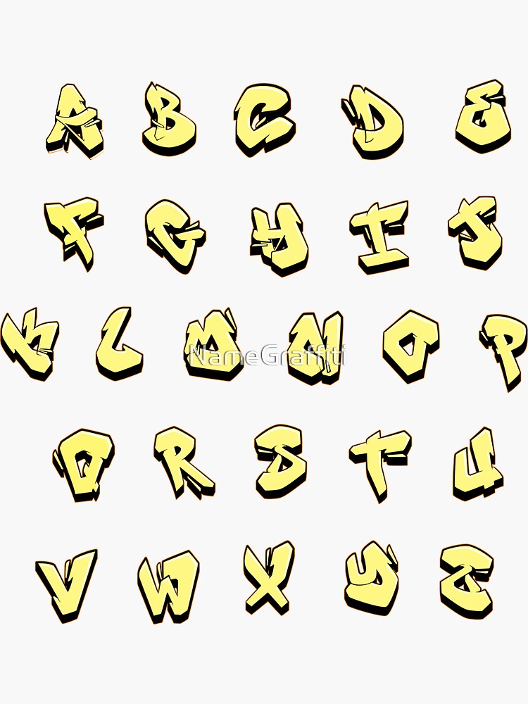 "Graffiti alphabet stickerpack (Yellow)" Sticker for Sale by ...