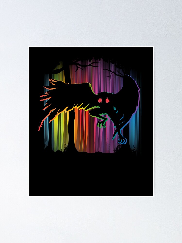 "Mothman Rainbow Aurora Forest - Unique Equality Cryptid Gift" Poster ...