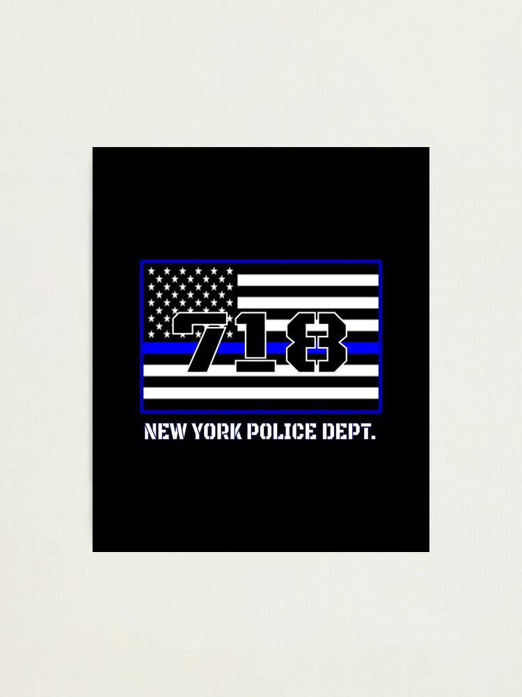 "Area Code 718 New York Police Department Thin Blue Line Flag print ...