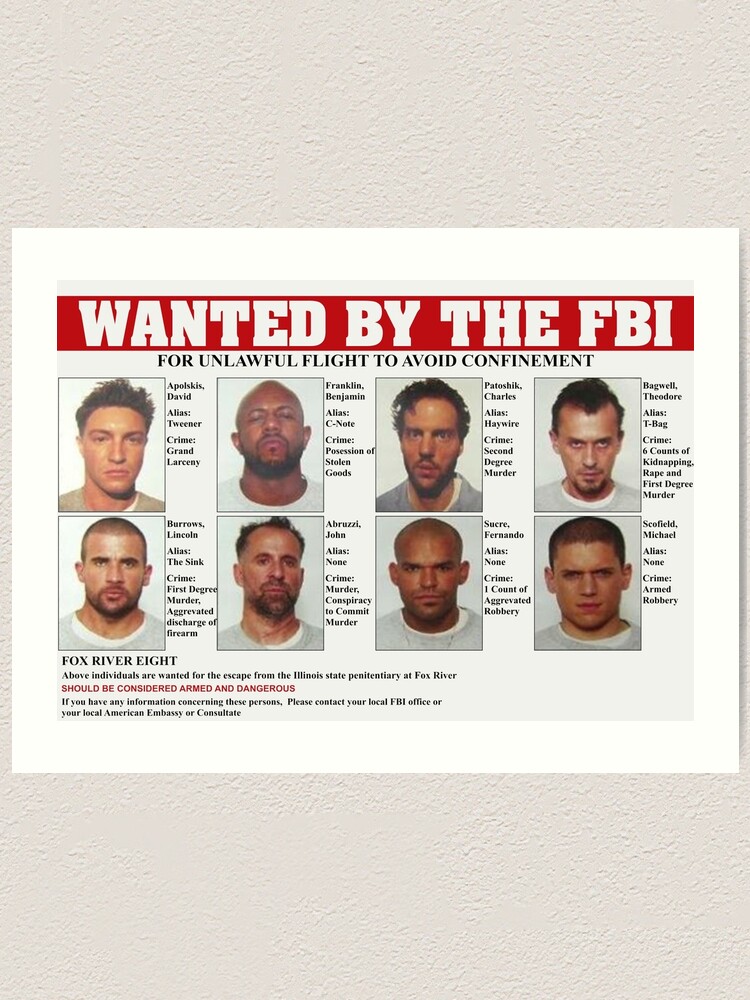 Impression artistique « Poster Prison Break FBI Wanted », par ...