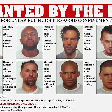 "Prison Break FBI Wanted Poster" Poster for Sale by RadioactiveBee ...