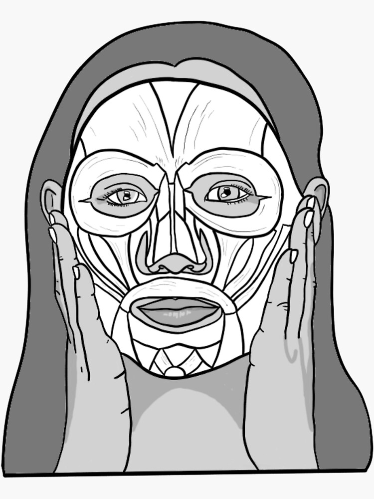 "Woman Applying Face Mask that Shows Facial Muscles" Sticker for Sale ...