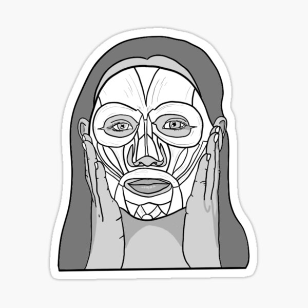 "Woman Applying Face Mask that Shows Facial Muscles" Sticker for Sale ...