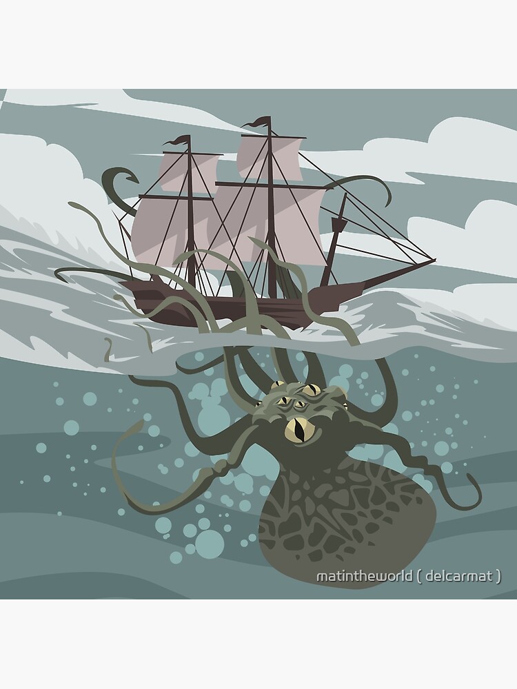 "kraken eating a ship" Art Print by matintheworld | Redbubble