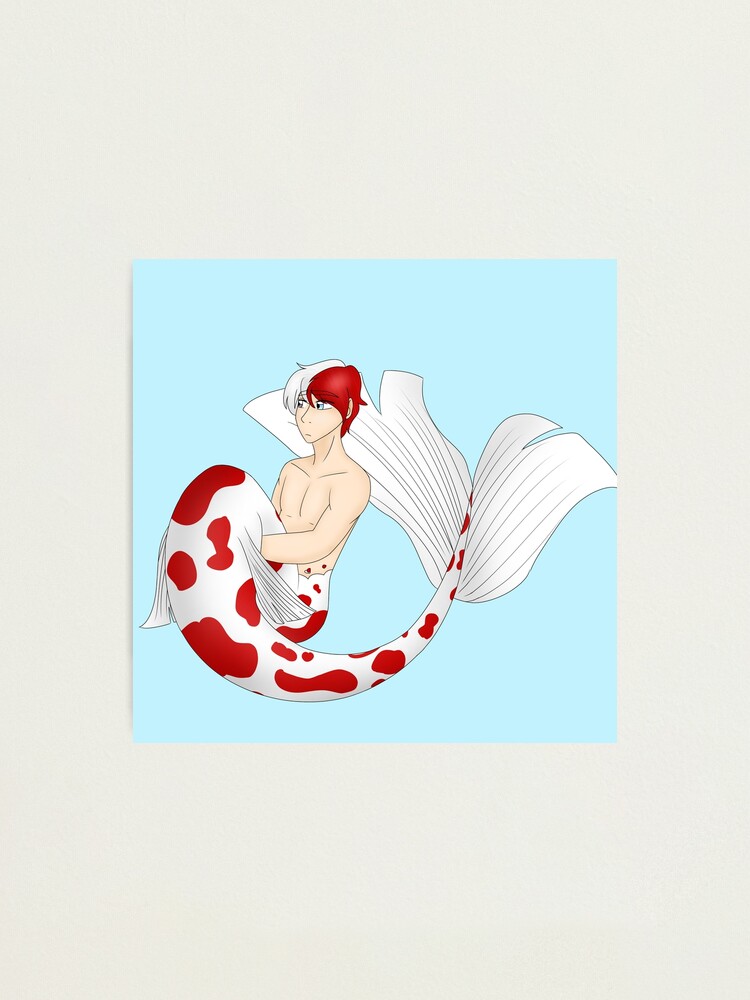 "Mermaid Todoroki" Photographic Print for Sale by elzydraws | Redbubble
