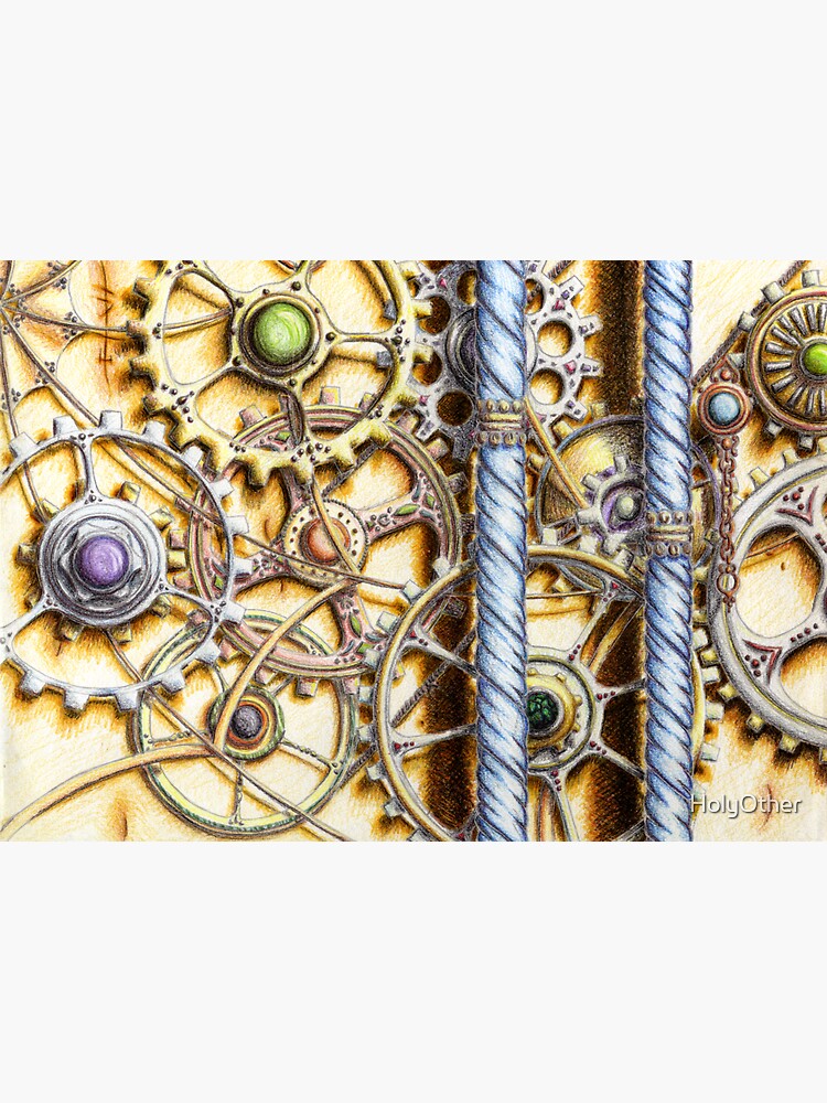 "Cogs #4 - coloured pencil" Sticker by HolyOther | Redbubble