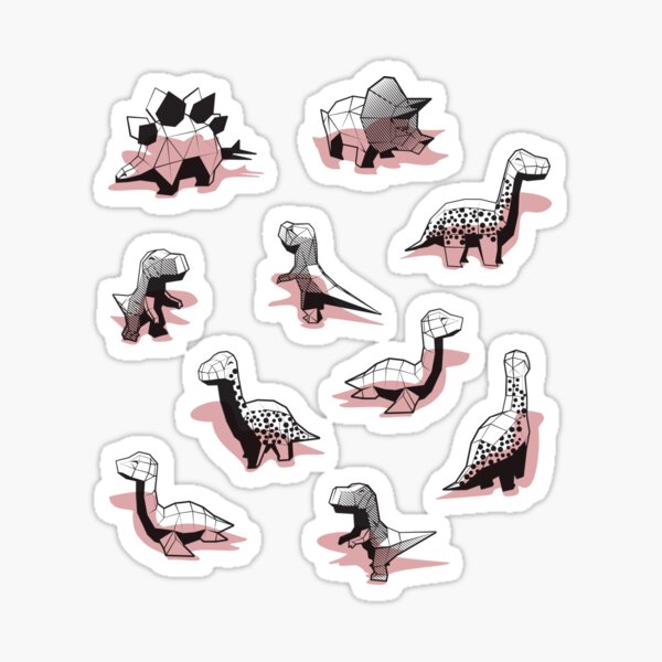 "Geometric Dinos // non directional design black background pink blush ...