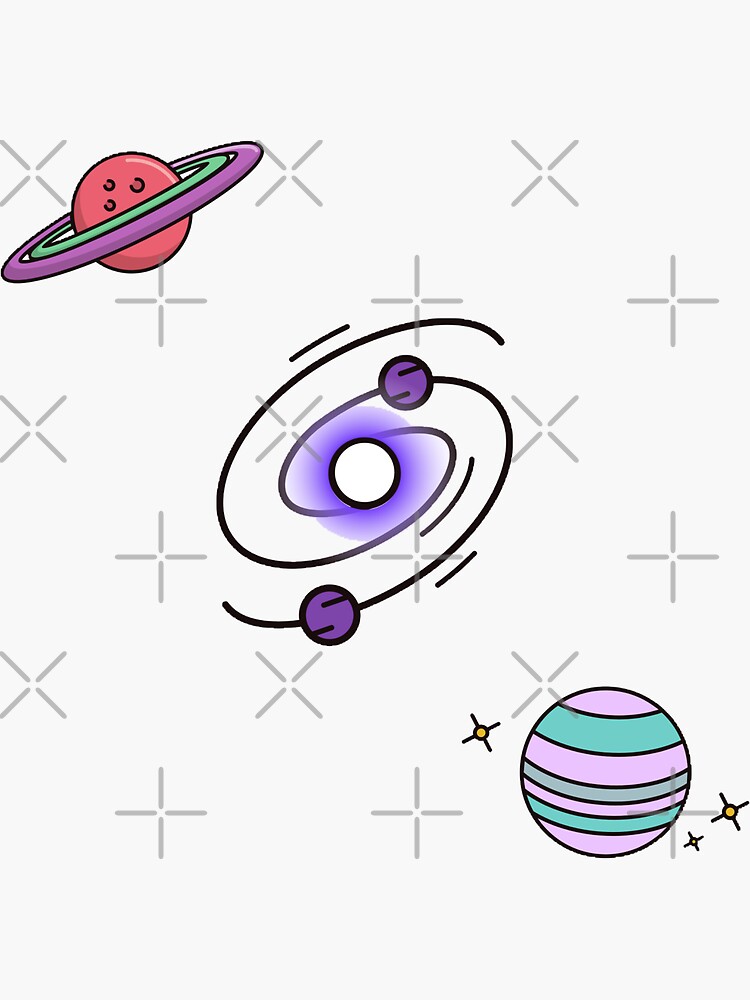 "Planets and Galaxy Cute Space Art" Sticker by NotoriousGalaxy | Redbubble