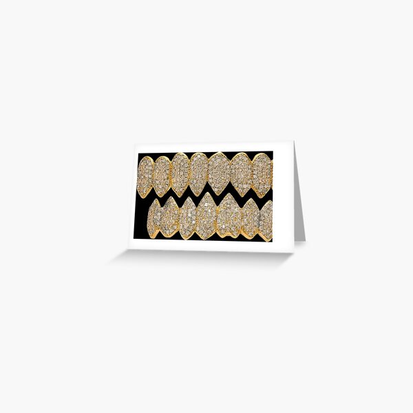 "MADNESS || GOLD DIAMOND SHARK JAW TEETH GRILLZ " Greeting Card for ...