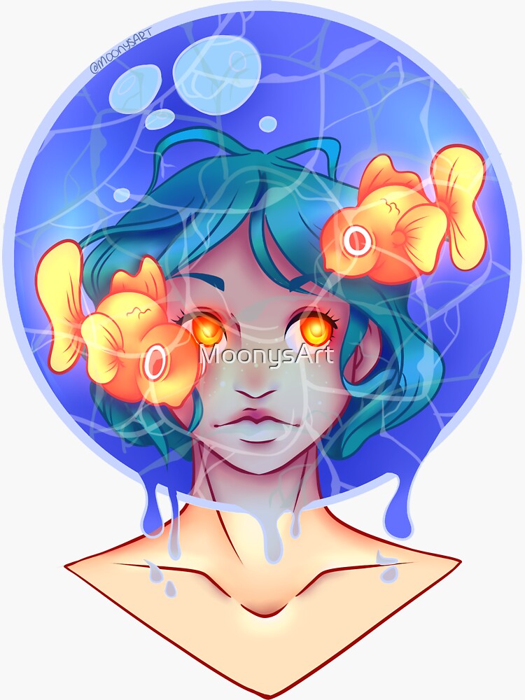 "Fish Bowl" Sticker by MoonysArt | Redbubble