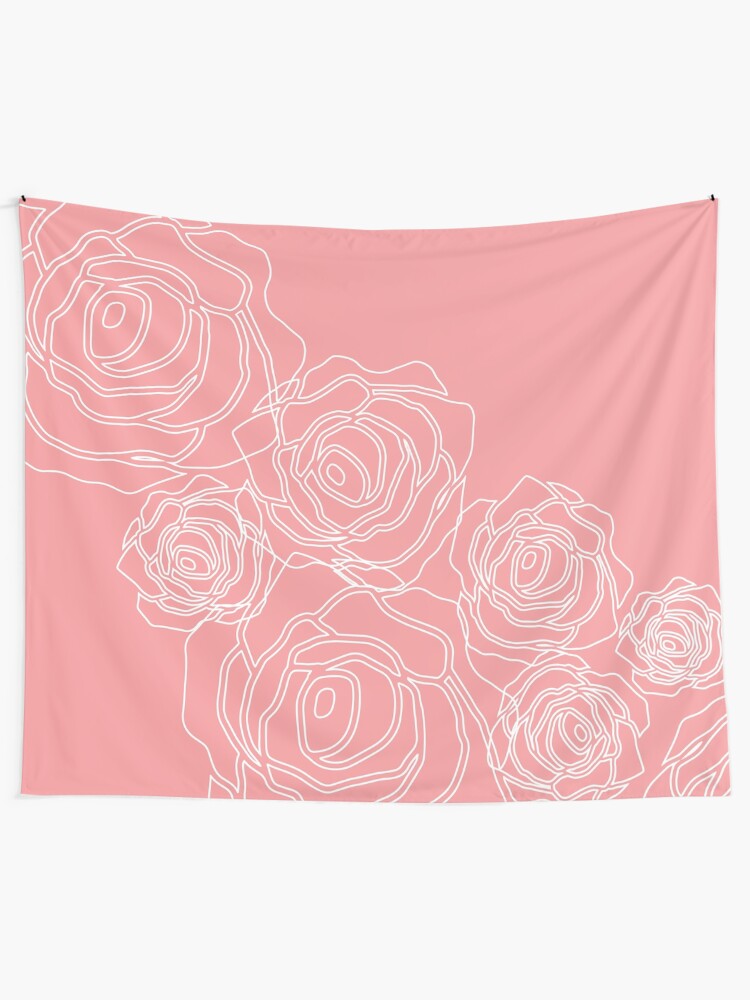 "Pink Rose flower line art" Tapestry by amanda-akx | Redbubble