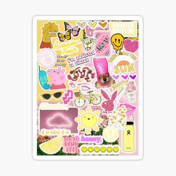 "yellow and pink collage" Sticker for Sale by hallej | Redbubble