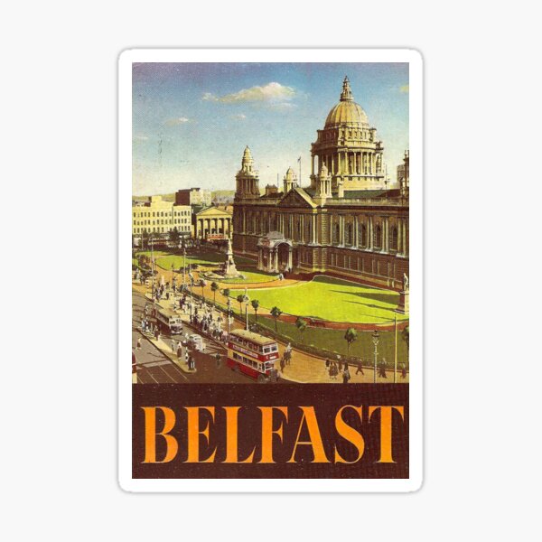 "Belfast vintage travel poster" Sticker by stickart-marek | Redbubble