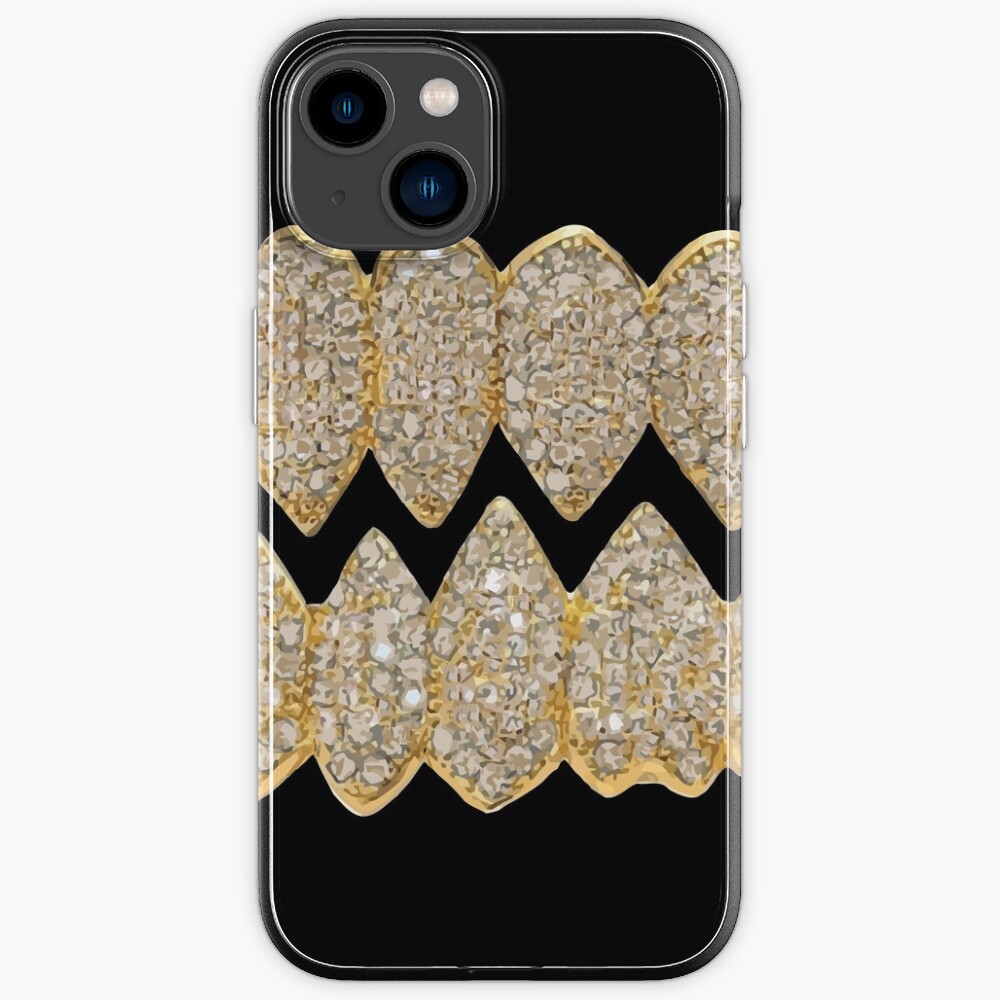 "MADNESS || GOLD DIAMOND SHARK JAW TEETH GRILLZ " iPhone Case for Sale ...