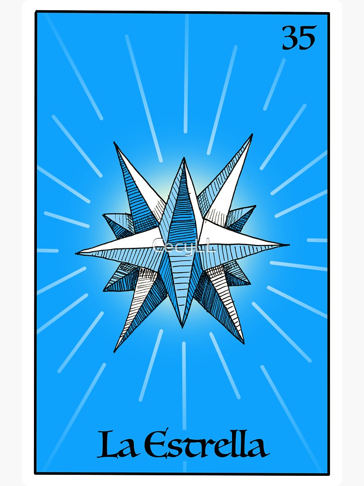 Pegatina «La estrella carta de loteria mexicana re ilustrada» de CecyLL ...
