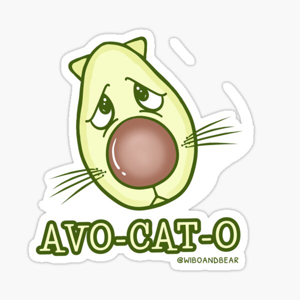 "AVOCADO CAT AVO-CAT-O" Sticker by wiboandbear | Redbubble