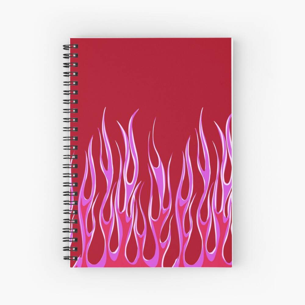"Y2k Pink Flames Print Pattern " Spiral Notebook for Sale by ...