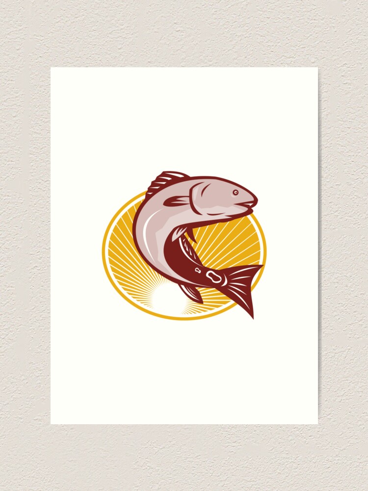 "Red Drum Spot Tail Bass Fish Retro" Art Print by patrimonio | Redbubble