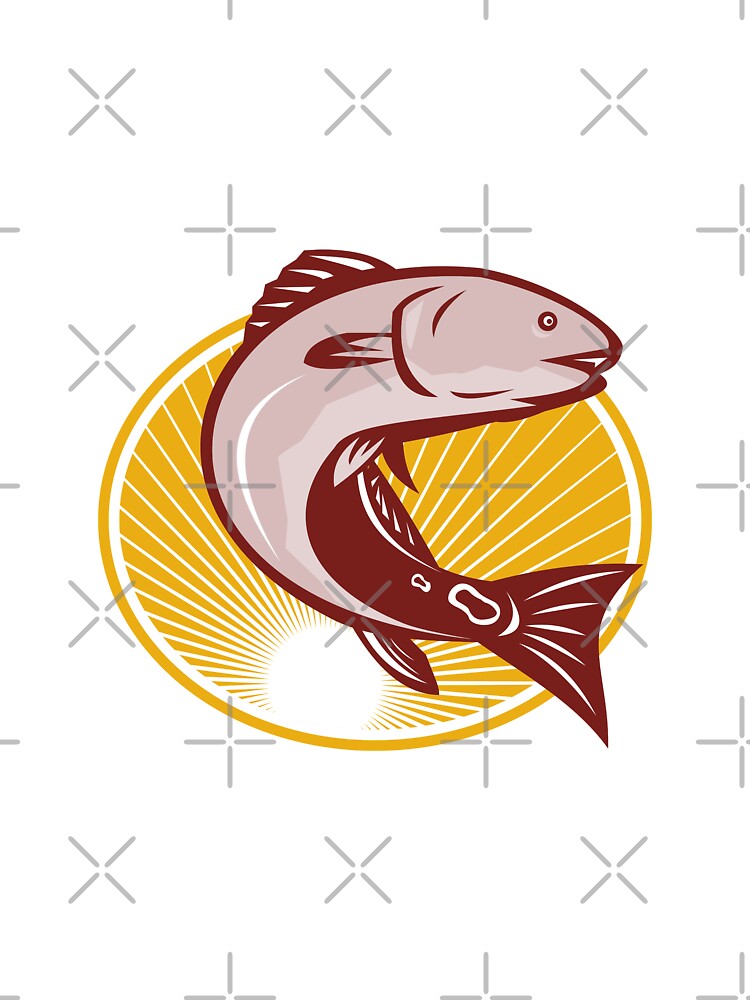 "Red Drum Spot Tail Bass Fish Retro" Art Print by patrimonio | Redbubble