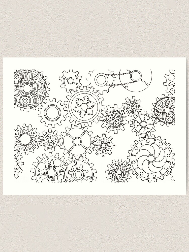 "Cogs #3 (Outline)" Art Print for Sale by HolyOther | Redbubble
