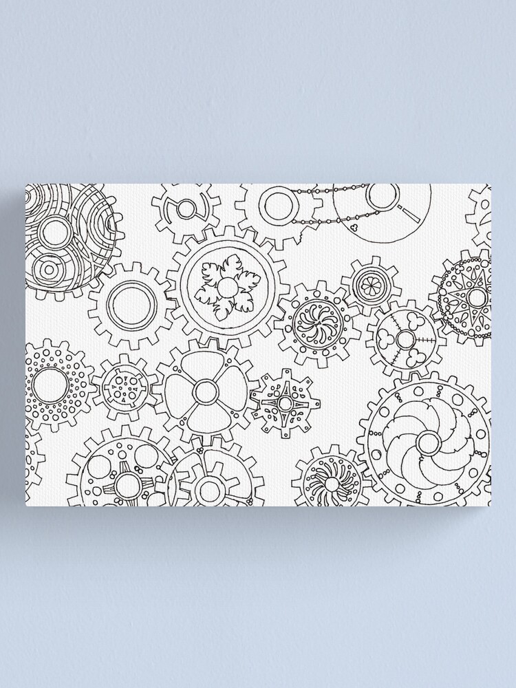 "Cogs #3 (Outline)" Canvas Print by HolyOther | Redbubble