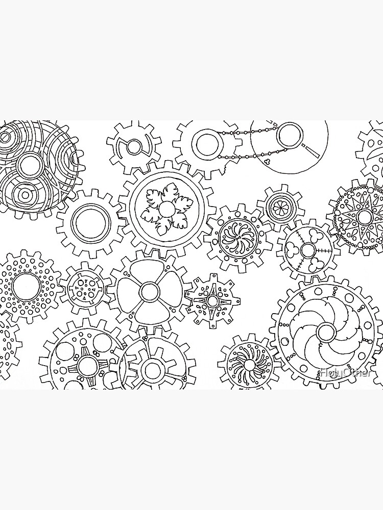 "Cogs #3 (Outline)" Canvas Print by HolyOther | Redbubble