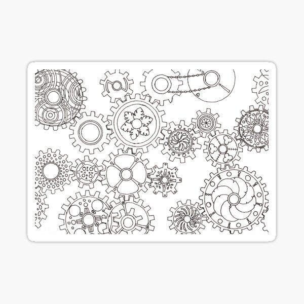 "Cogs #3 (Outline)" Sticker by HolyOther | Redbubble