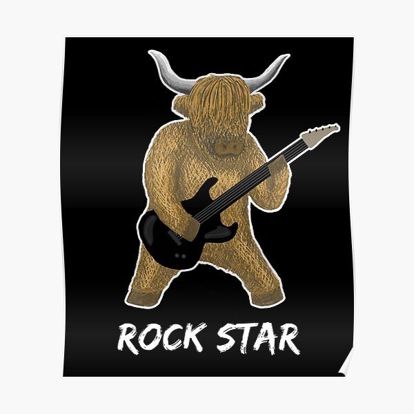 "Highland Cow Rock Star" Poster by Rainewave | Redbubble
