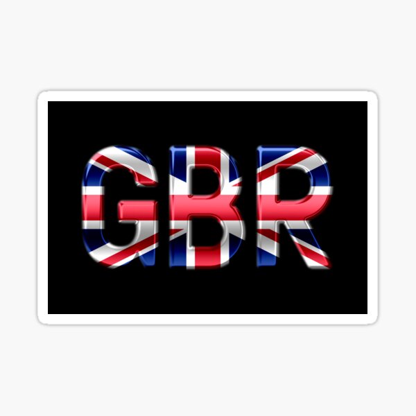 "GBR - British Flag - Metallic Text" Sticker for Sale by graphix ...