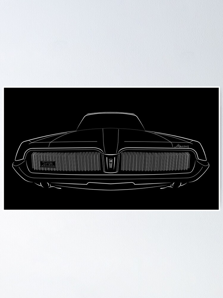 "1967 Mercury Cougar XR7 - front stencil, white" Poster for Sale by mal ...