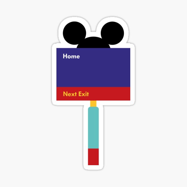 "Home, Next Exit – Mickey Purple Signs" Sticker by fandemonium | Redbubble