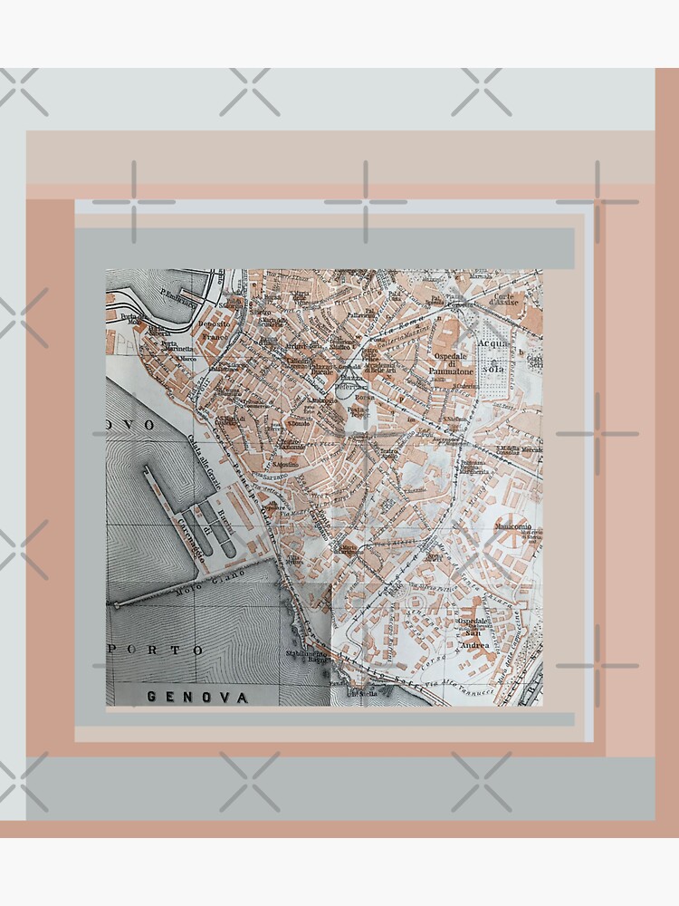"Genoa Genova, Italy map, antique map, 19th century" Sticker for Sale ...
