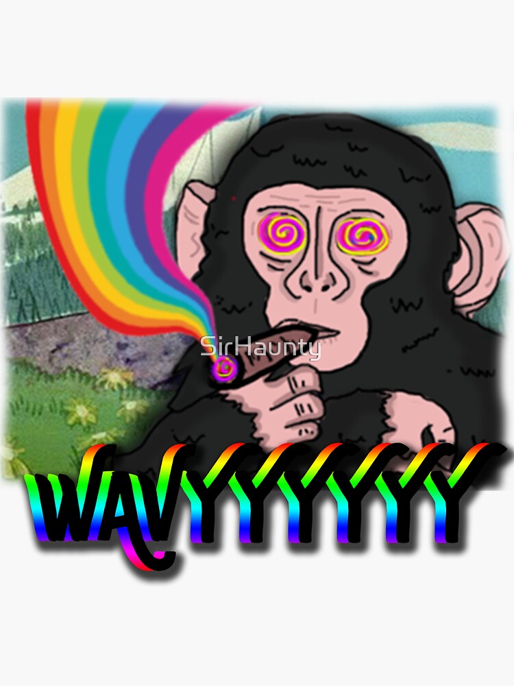 "wavy monkey shirt - funny animal picture/meme" Sticker by SirHaunty ...