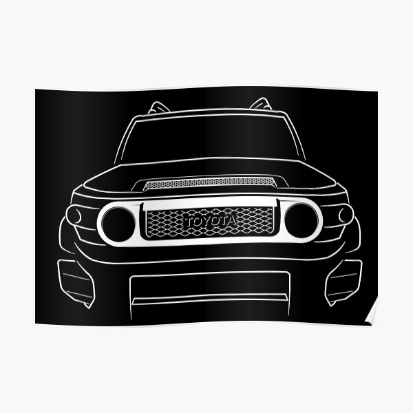 "Toyota FJ Cruiser - front stencil, white" Poster for Sale by mal ...