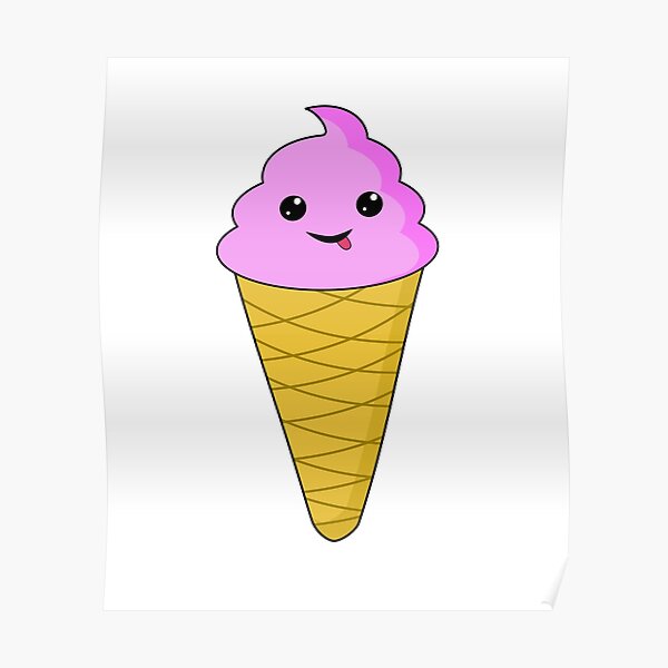Póster «Lindo cono de helado rosa Kawaii» de Kawaiindoodle | Redbubble