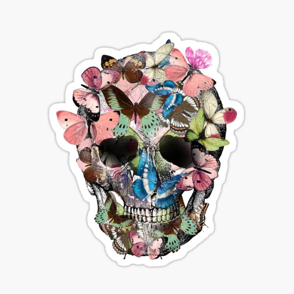 "Sage Tribe Skull With Butterflies" Sticker for Sale by Collagedream ...