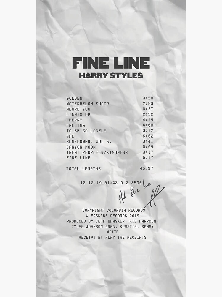 "Fine Line Receipt" Sticker for Sale by trashytroll | Redbubble
