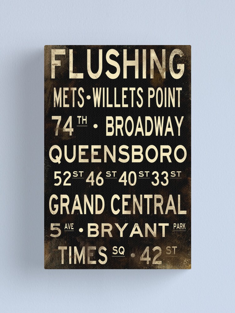 "New York "Flushing" V1 Distressed subway sign art" Canvas Print for ...