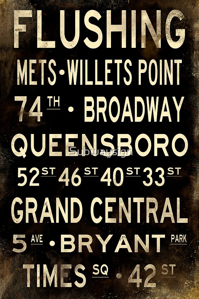 "New York "Flushing" V1 Distressed subway sign art" by Subwaysign ...