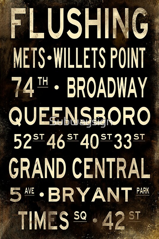 "New York "Flushing" V1 Distressed subway sign art" by Subwaysign ...