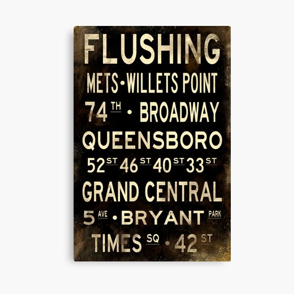 "New York "Flushing" V1 Distressed subway sign art" Canvas Print for ...