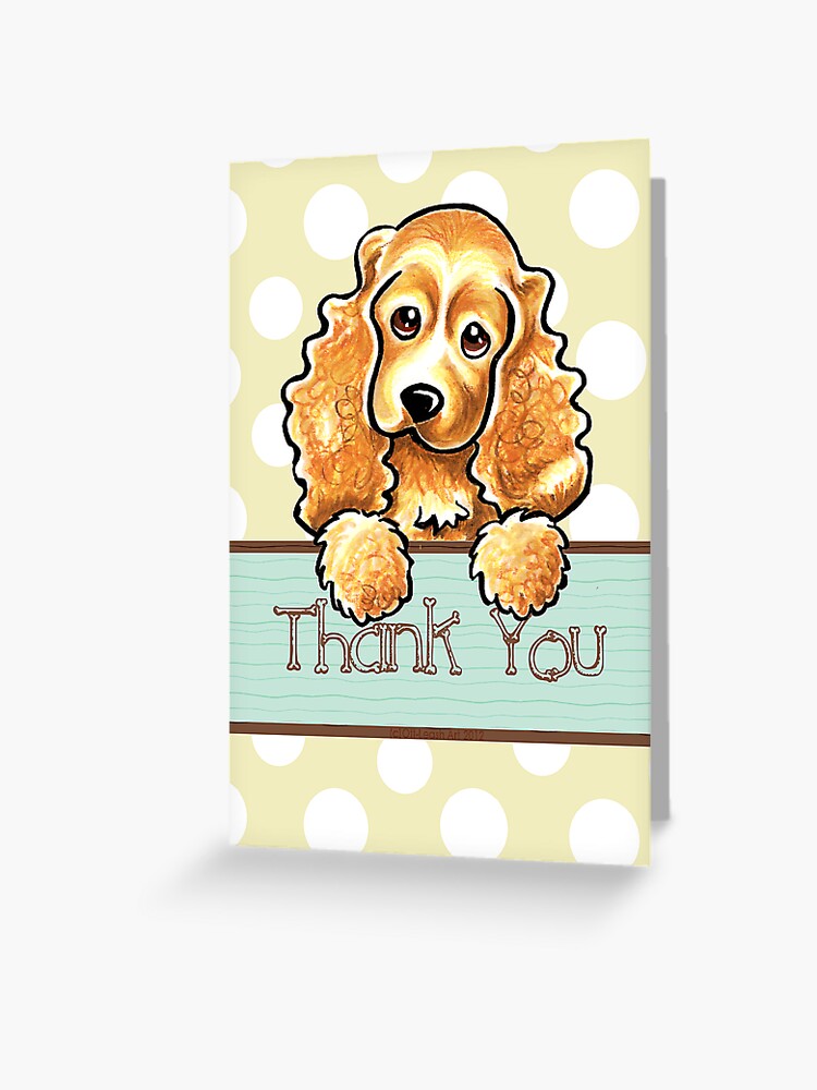 "Cocker Spaniel Polka Dots Thank You" Greeting Card for Sale by ...