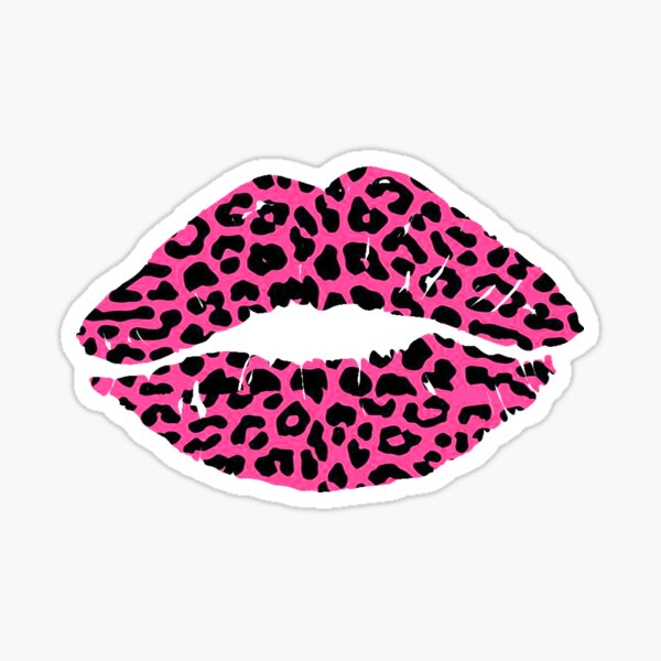 "Pink Leopard Print Lips" Sticker by PopArtdom | Redbubble