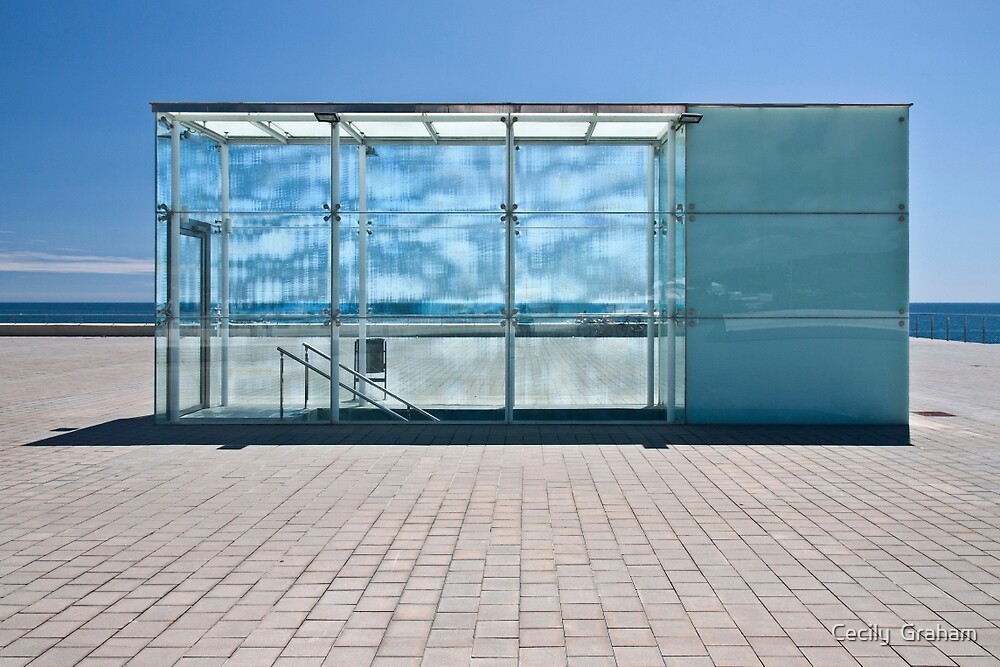 "Glass boxes, stairwells at the beach Barcelona" by Cecily Graham ...