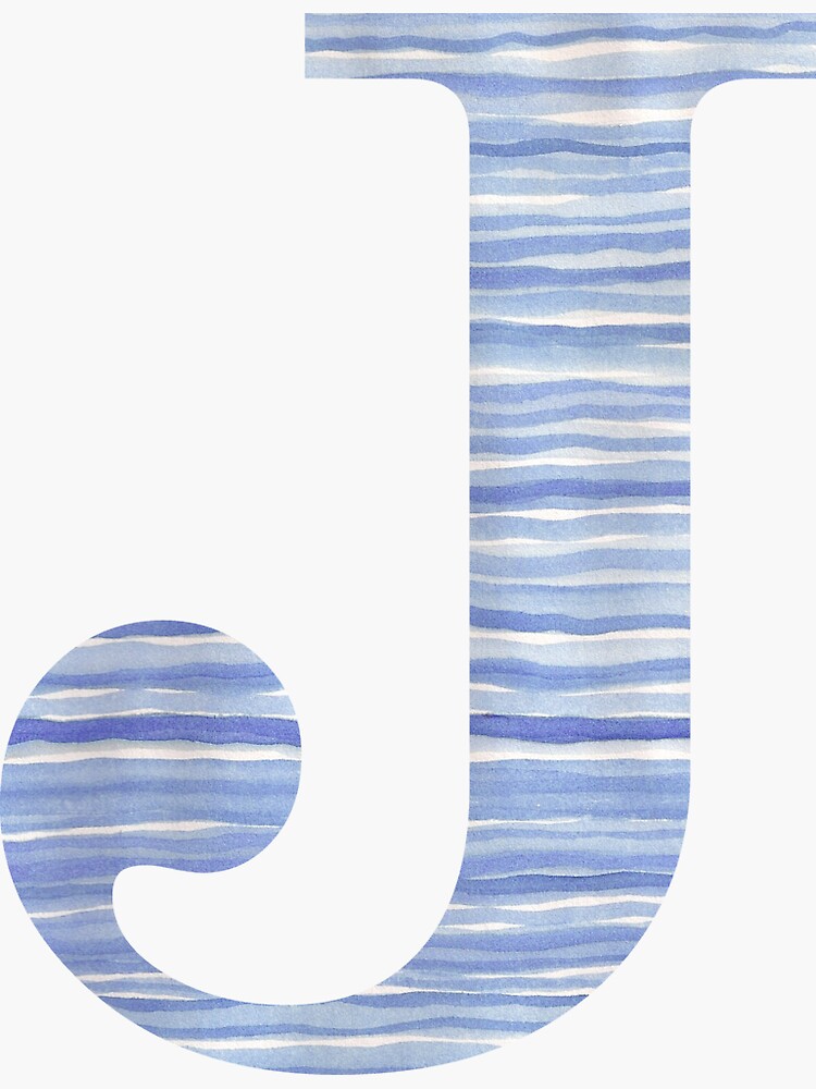 Pegatina «Letra J azul acuarela rayas monograma inicial» de ...