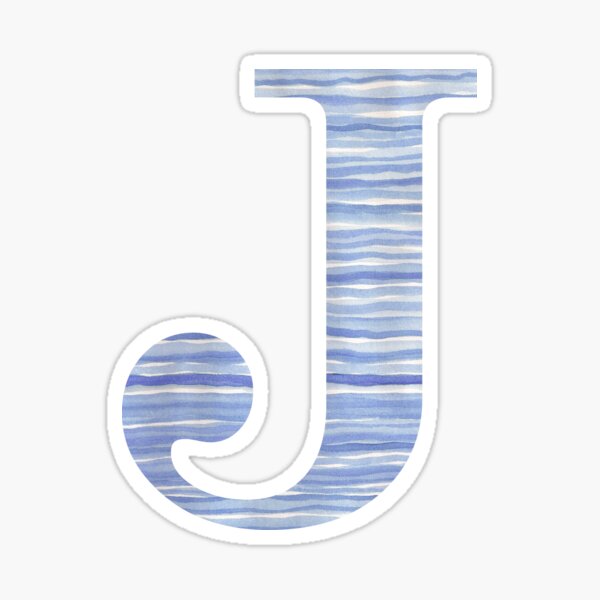 "Letter J Blue Watercolor Stripes Monogram Initial" Sticker for Sale by ...