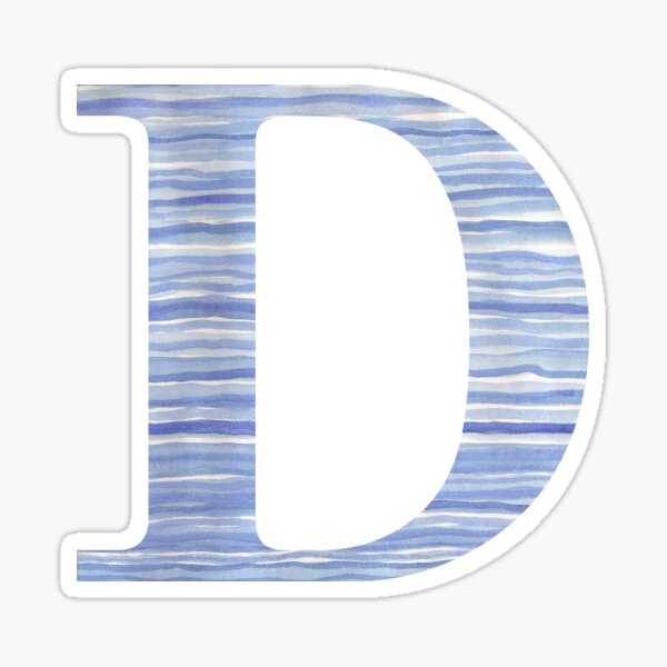 Pegatina «Letra D azul acuarela rayas monograma inicial» de ...