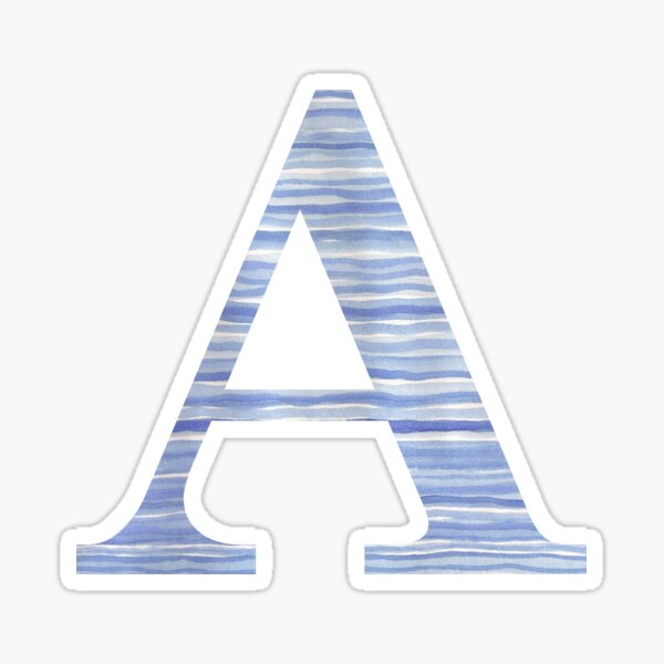 Pegatina «Letra A azul acuarela rayas monograma inicial» de ...